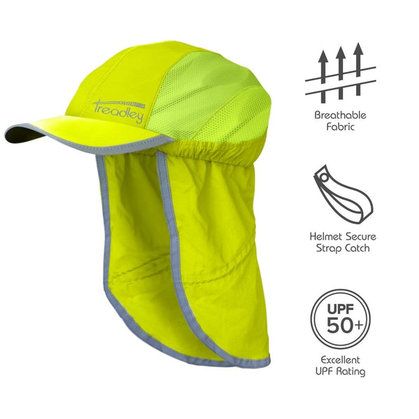 Sun protection for cyclists. Bike helmet hat. Cyclist high vis hat ...
